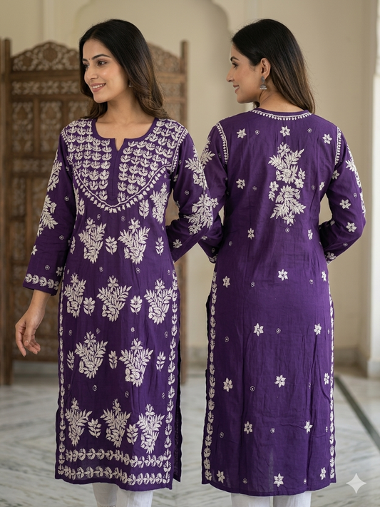 Premium Modal Chikankari Hand Embroidered Kurti Collection – CHIKONWALA